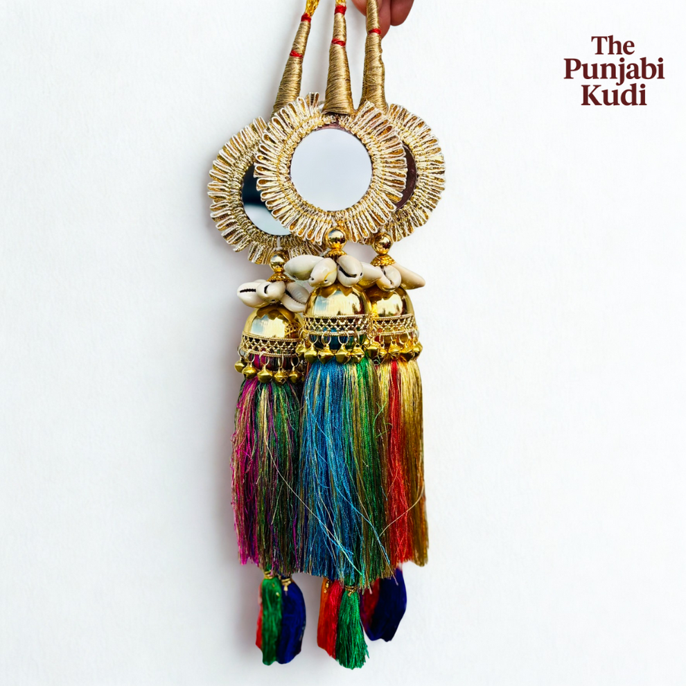 Multi-Color Mirror Paranda with Shell Tassels | The Punjabi Kudi