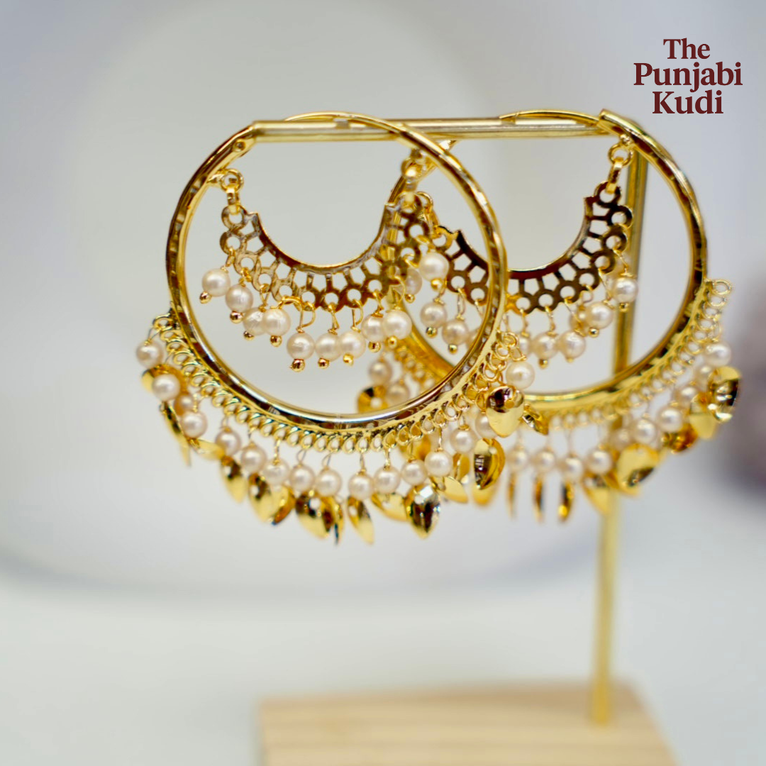 Gold Finished Pippal Patti Bali | The Punjabi Kudi